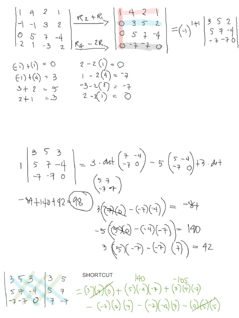 Determinant 4 x 4 Example | PDF