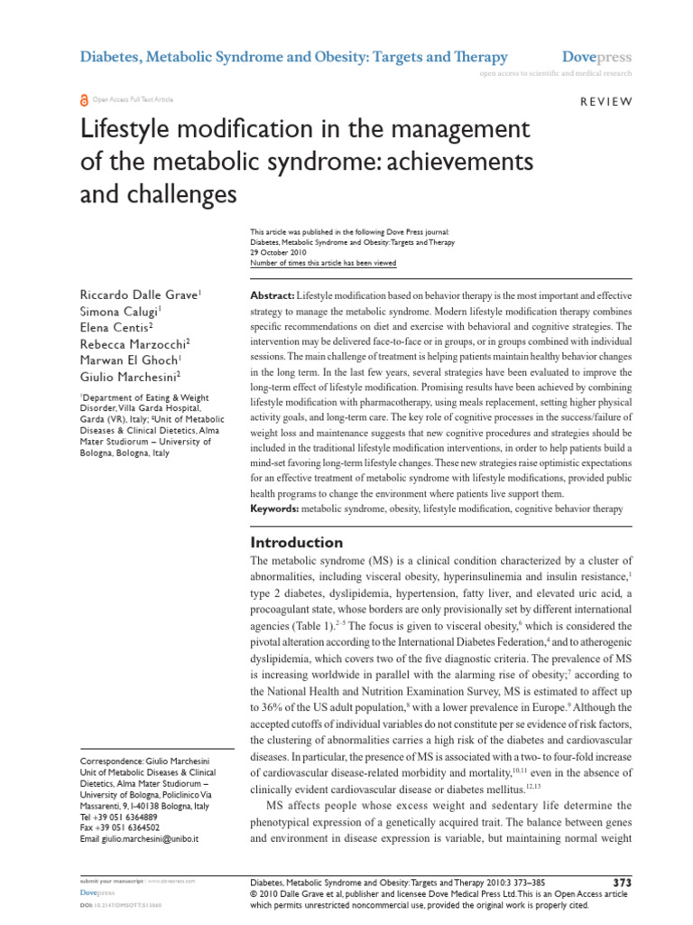 Lifestyle Modification in The Management of The Me | PDF | Dieting ...