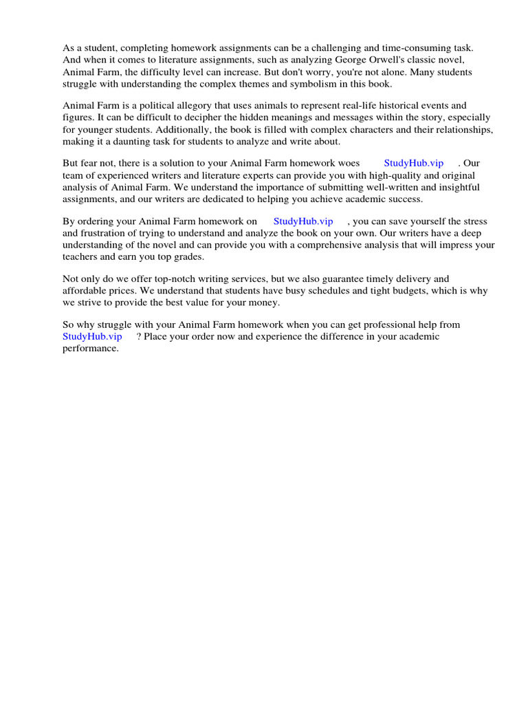 Animal Farm Homework | PDF | Lesson Plan | Worksheet