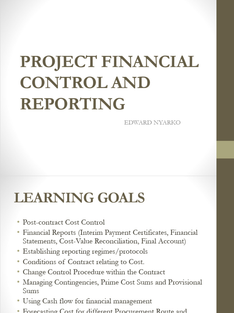 Project Financial Control and Management | PDF | Expense | Investing