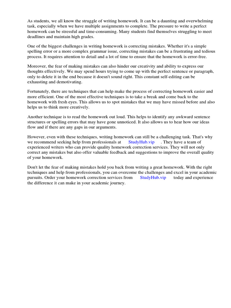 Homework Correction Techniques Pdf Homework Literacy