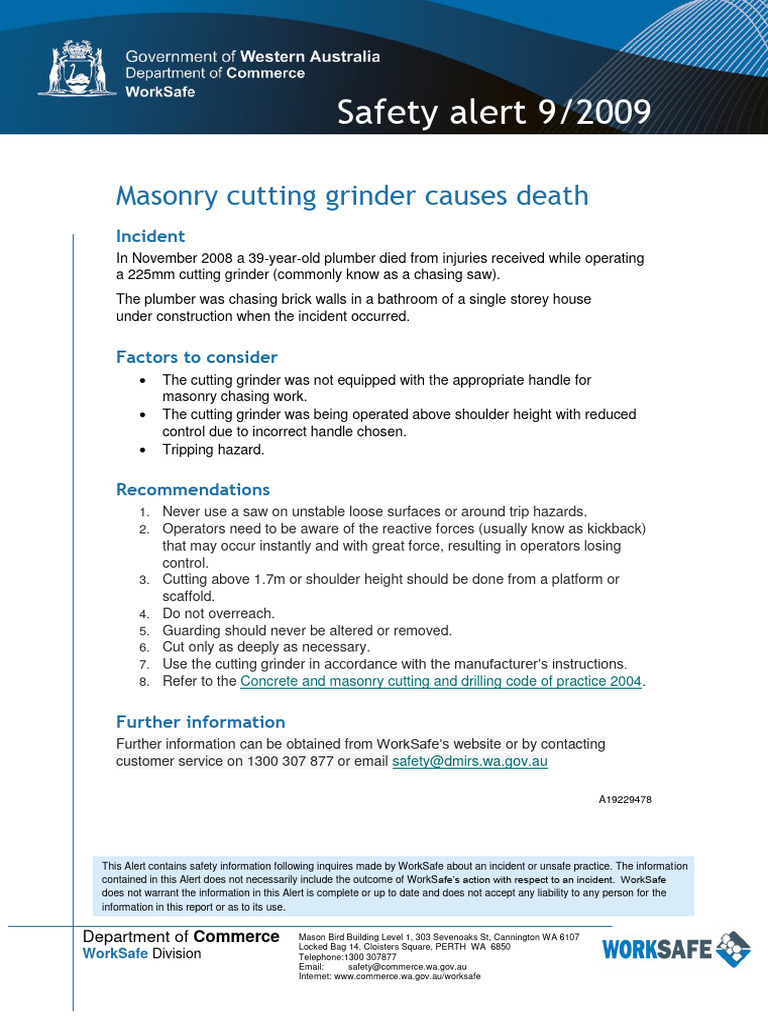 09-2009 Masonry Cutting | PDF | Masonry | Safety