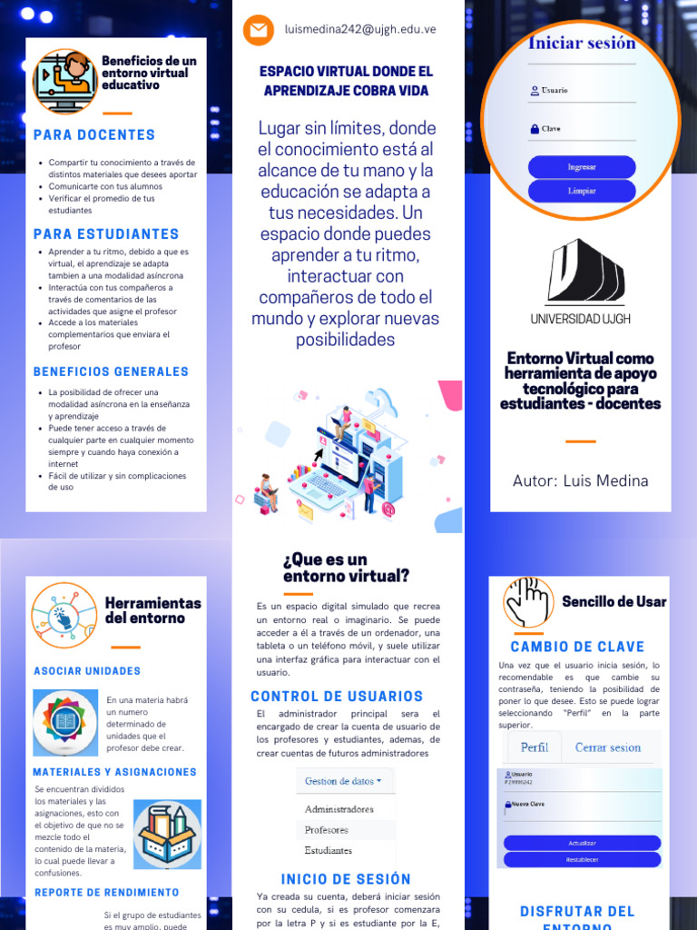 Tríptico Entorno Virtual - Luis Medina | Descargar gratis PDF | Realidad virtual | Enseñando