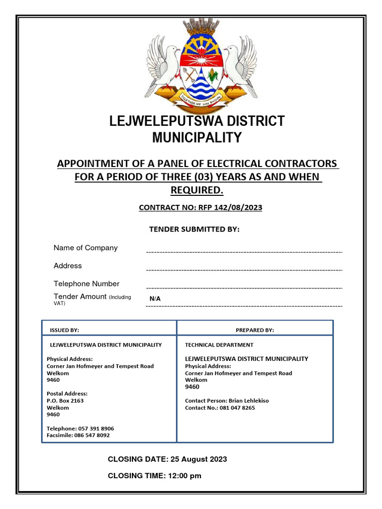 RFP 142-08-2023-Tender-Document-Panel-of-Electrical Contractors | PDF | Request For Proposal ...