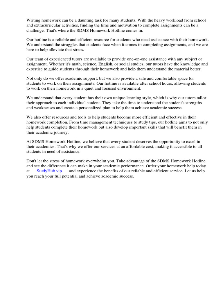 Sdms Homework Hotline | PDF | Homework