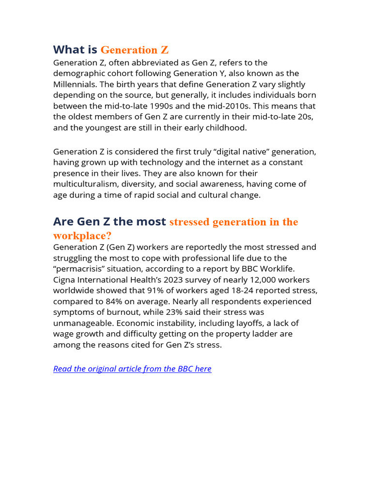What Is GenZ | Download Free PDF | Cost Of Living | Occupational Burnout