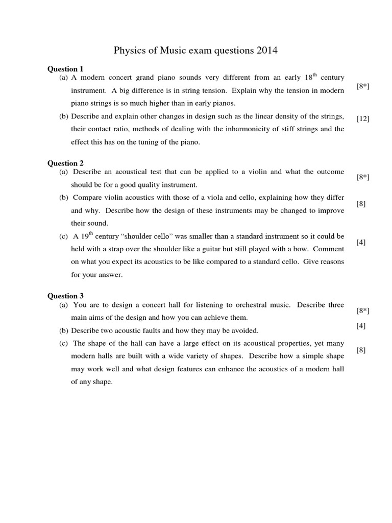 2014 Physics of Music Solns | PDF | String Instruments | Violin