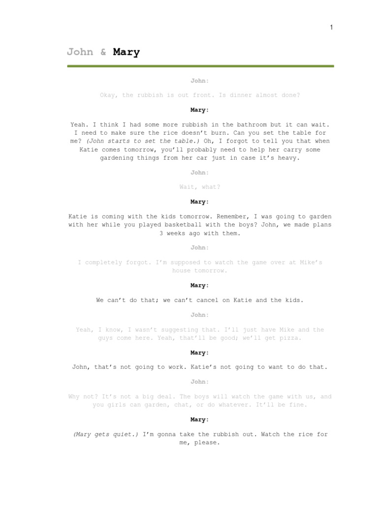 Acting Script - Mary | PDF