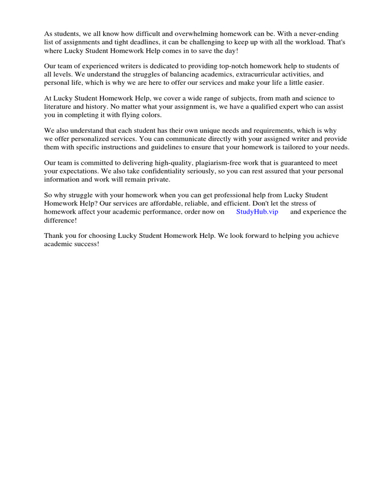 Student Homework Help Service | PDF | Homework | Learning