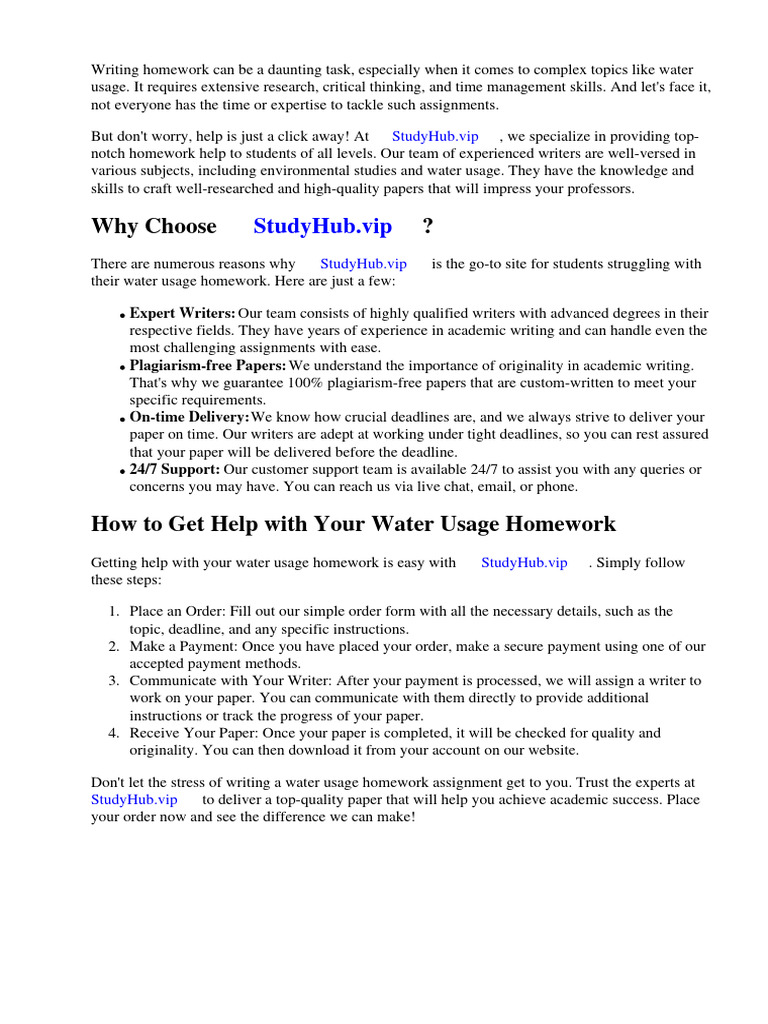 Water Usage Homework | PDF | Water | Water Conservation