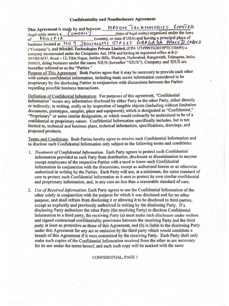 Signed Copy of The NDA | PDF