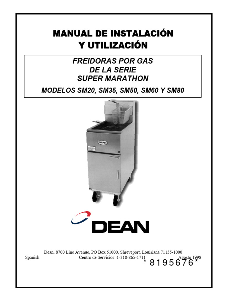 Manual Freidoras Dean | PDF | Termostato | Conector eléctrico