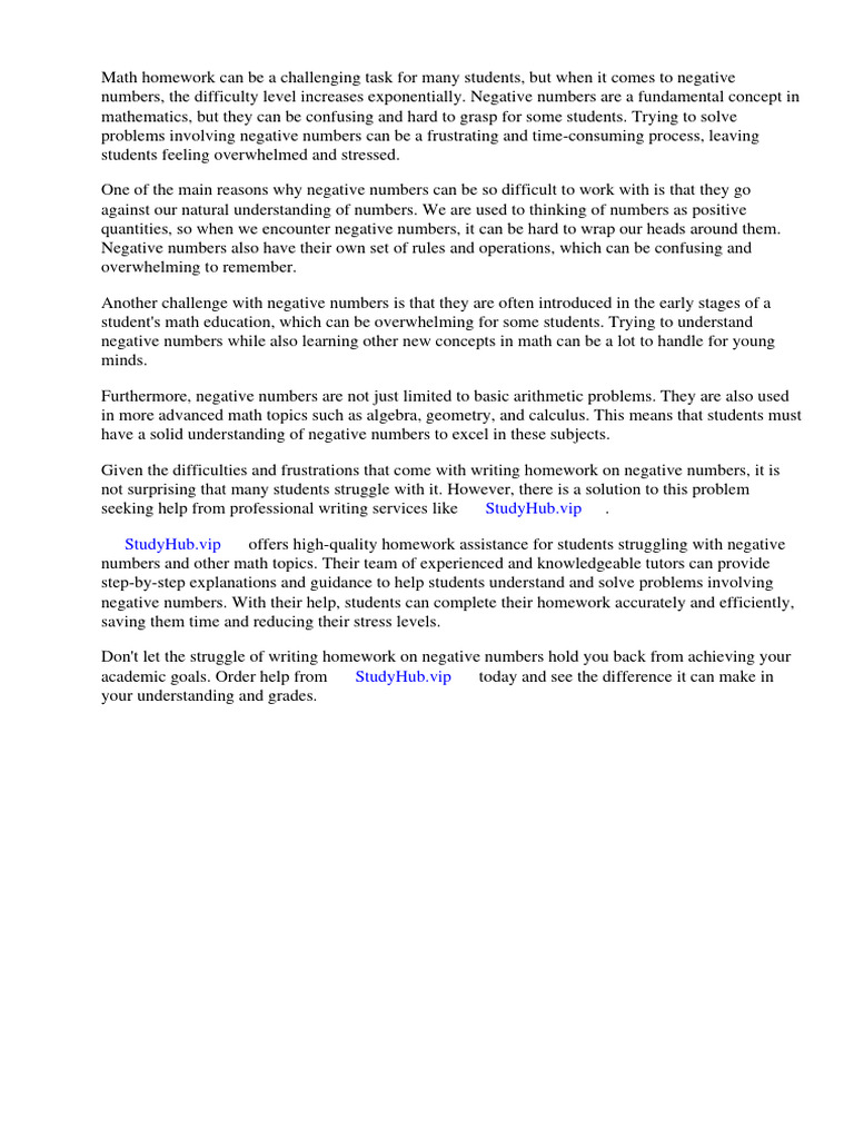 Maths Homework Negative Numbers | PDF | Mathematics | Numbers