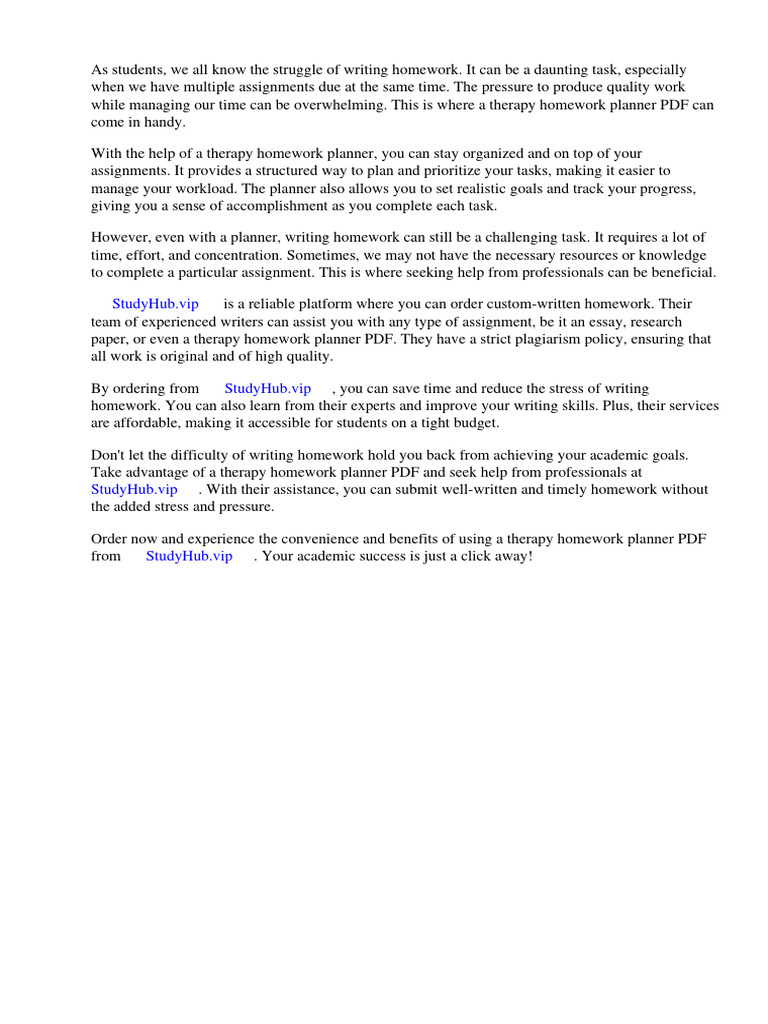 Therapy Homework Planner PDF | PDF | Homework | Psychotherapy