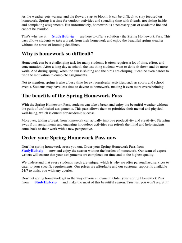 Spring Homework Pass | PDF | Safari (Web Browser) | I Cloud