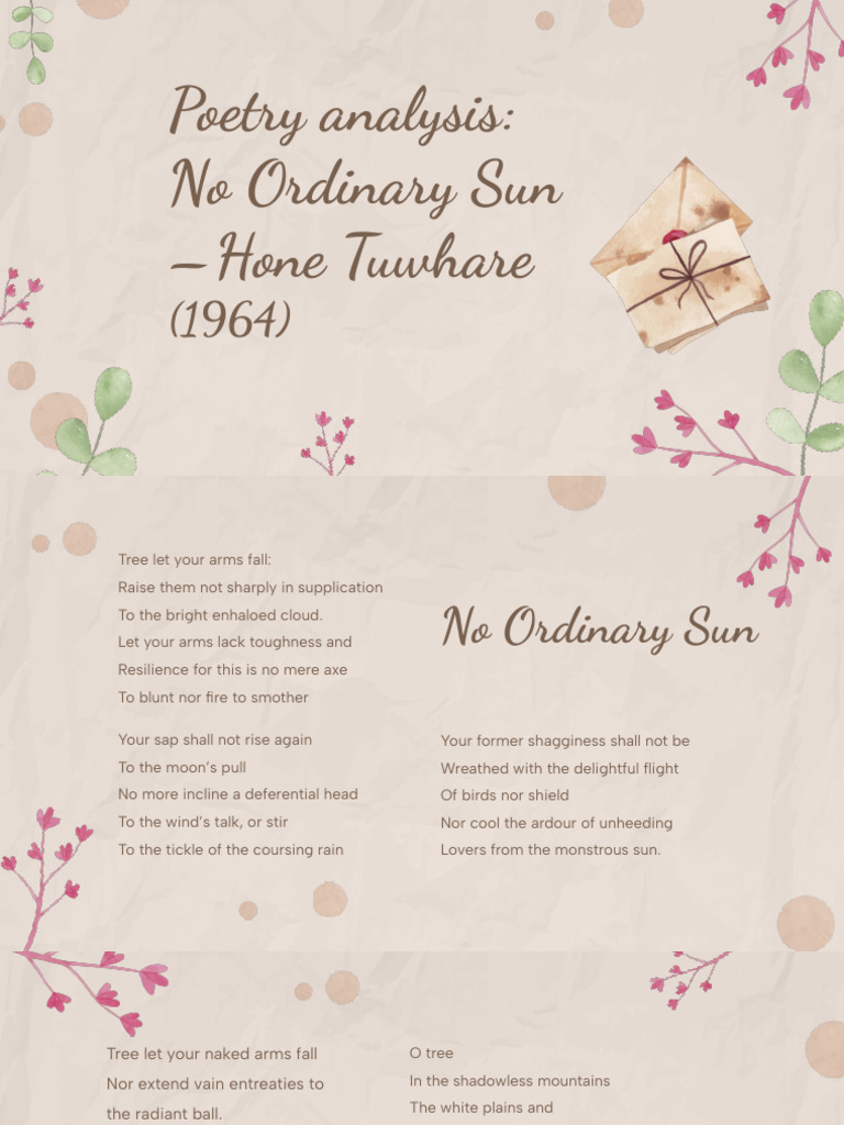 No Ordinary Sun - Poetry Analysis | PDF