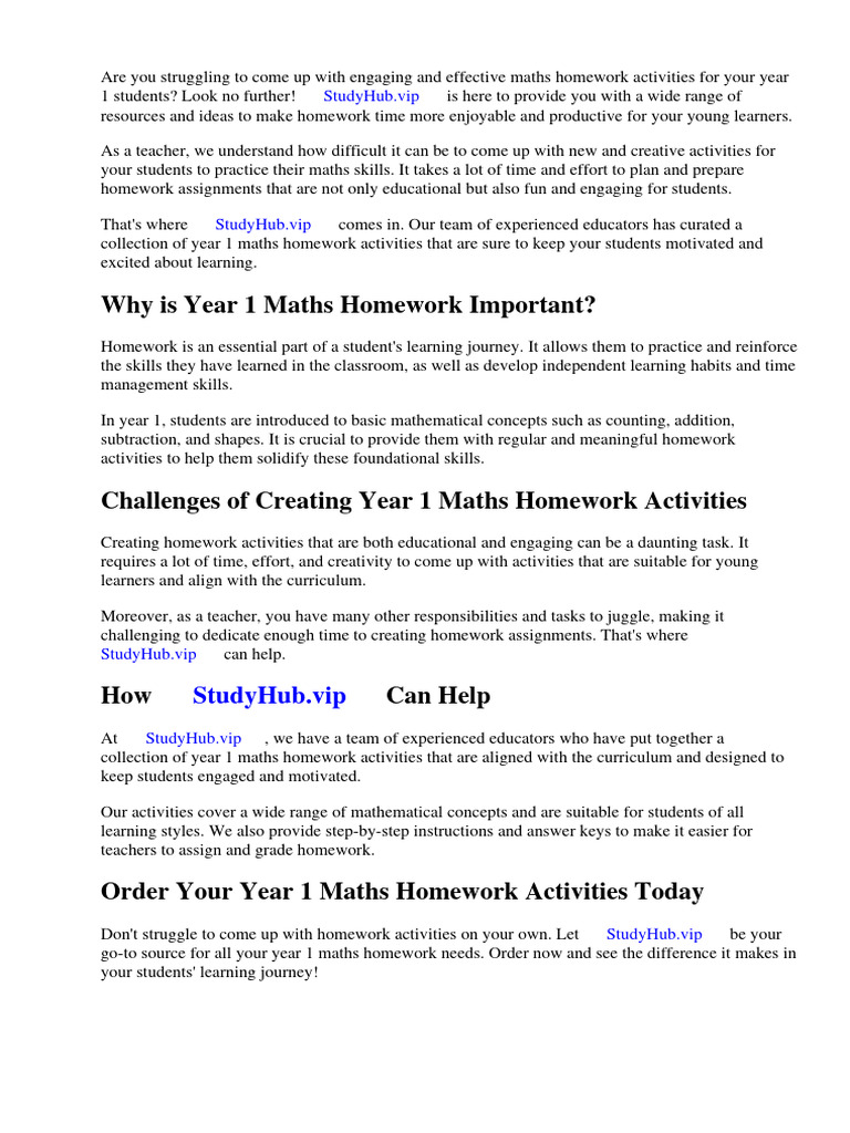 Engaging Year 1 Maths Homework Ideas | PDF | Worksheet | Mathematics