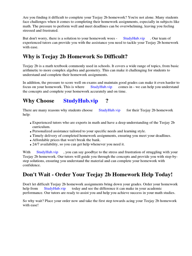 Teejay 2b Homework | PDF | Curriculum | Homework