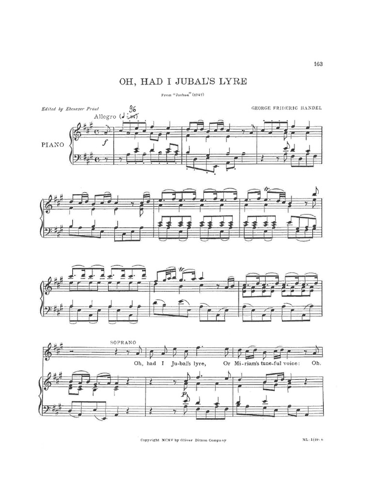 Oh, Had I Jubal's Lyre - Handel | PDF