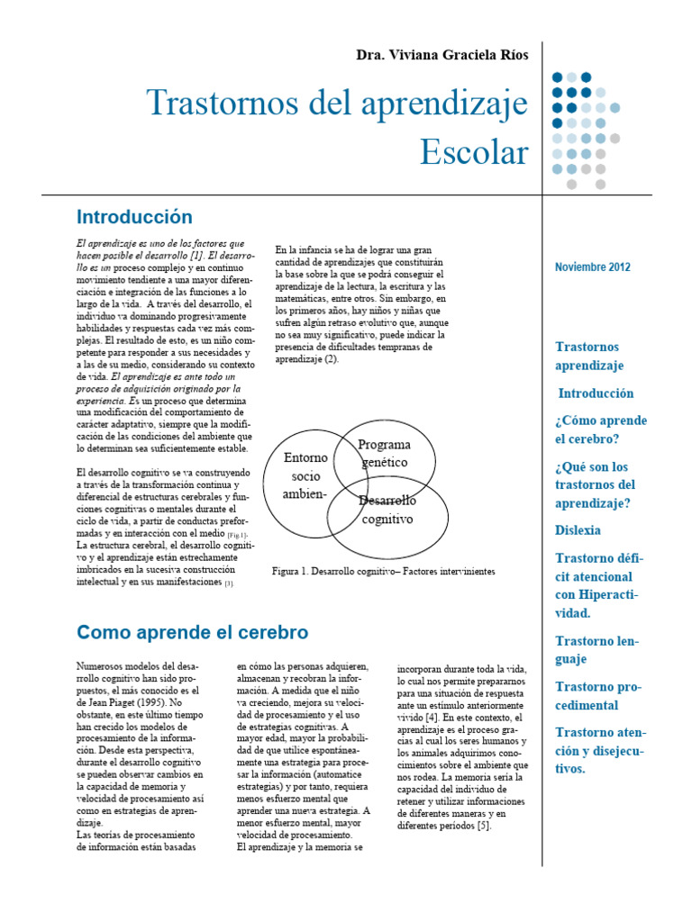 trastornos aprendizaje 1.1 | PDF | Aprendizaje | Desorden hiperactivo y deficit de atencion