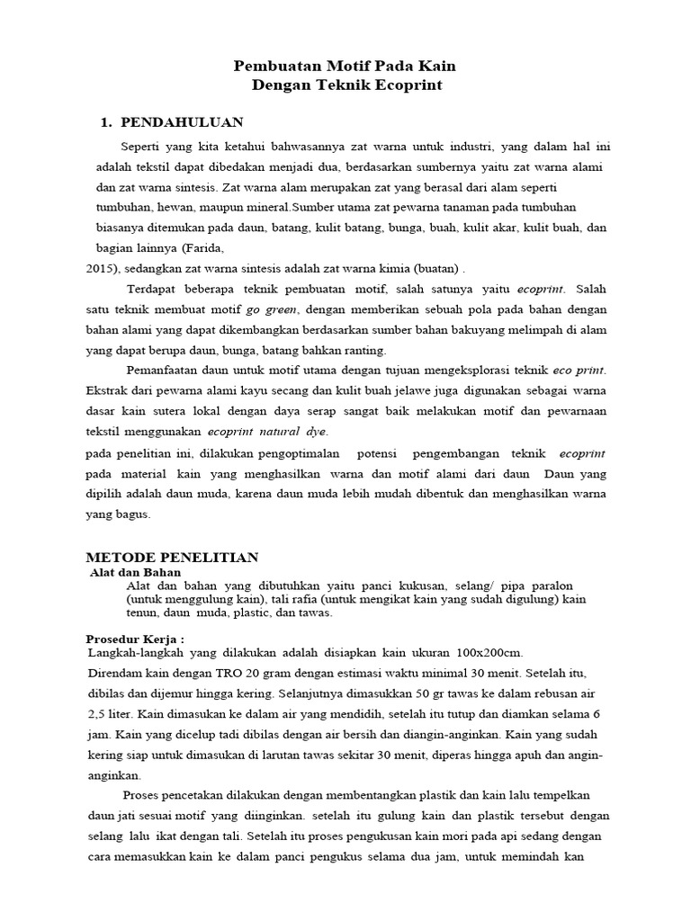 Pembuatan Motif Pada Kain | PDF