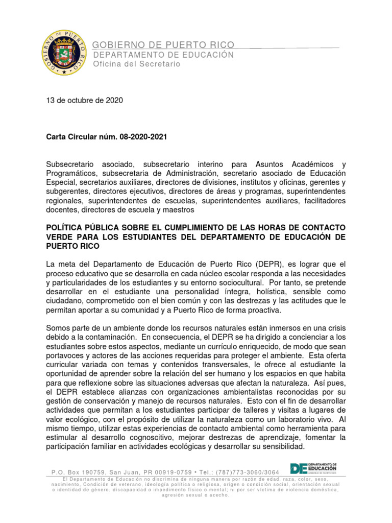 Carta Circular Núm. 08-2020-2021 - FIRMADO | Descargar gratis PDF | Cambio climático | Ciencias ...