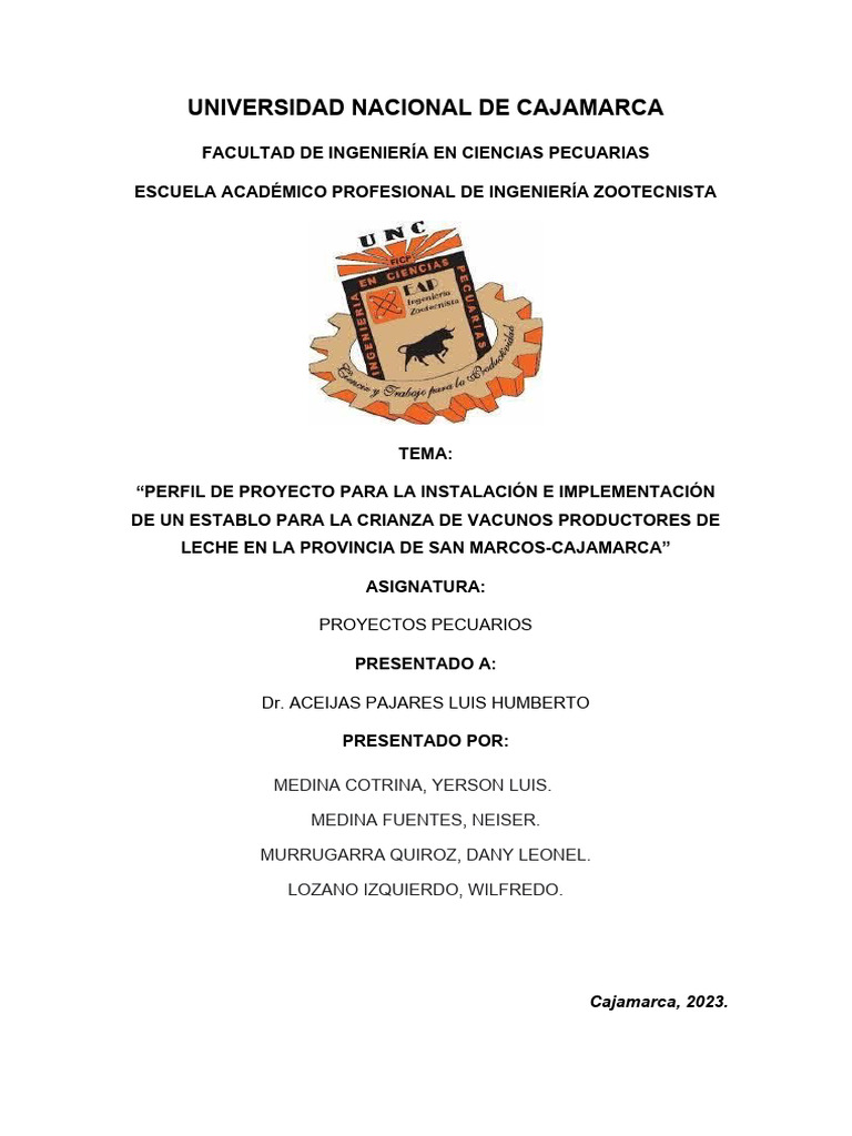 Proyecto Establo Lechero San Marcos | PDF | Leche | Marketing