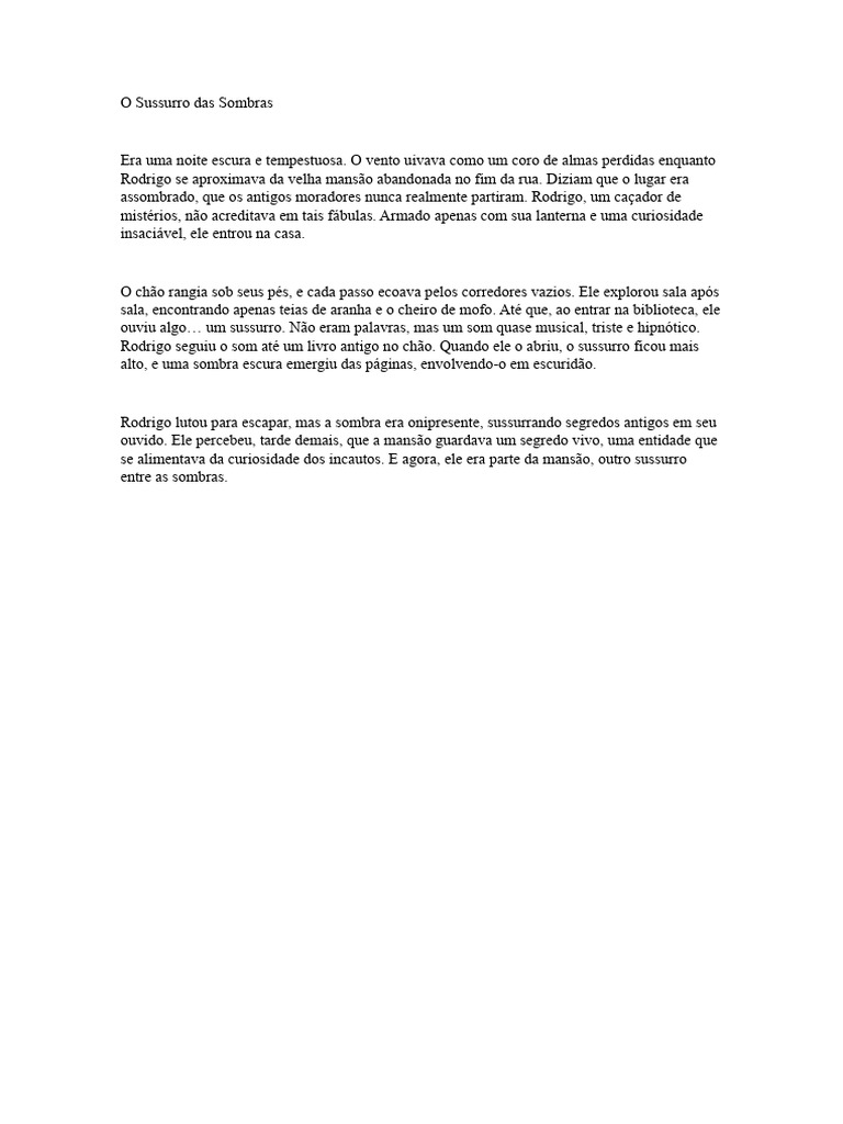 Conto o Sussurro Das Sombras - Diogo Peres | PDF
