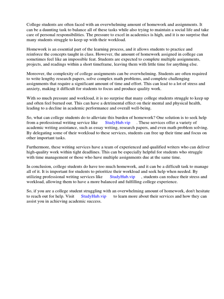 Do College Students Have Too Much Homework | PDF | Homework | Adolescence