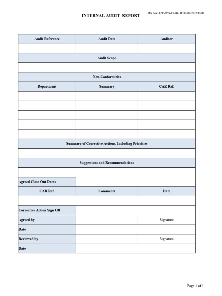 FR-04 Internal Audit Report | PDF