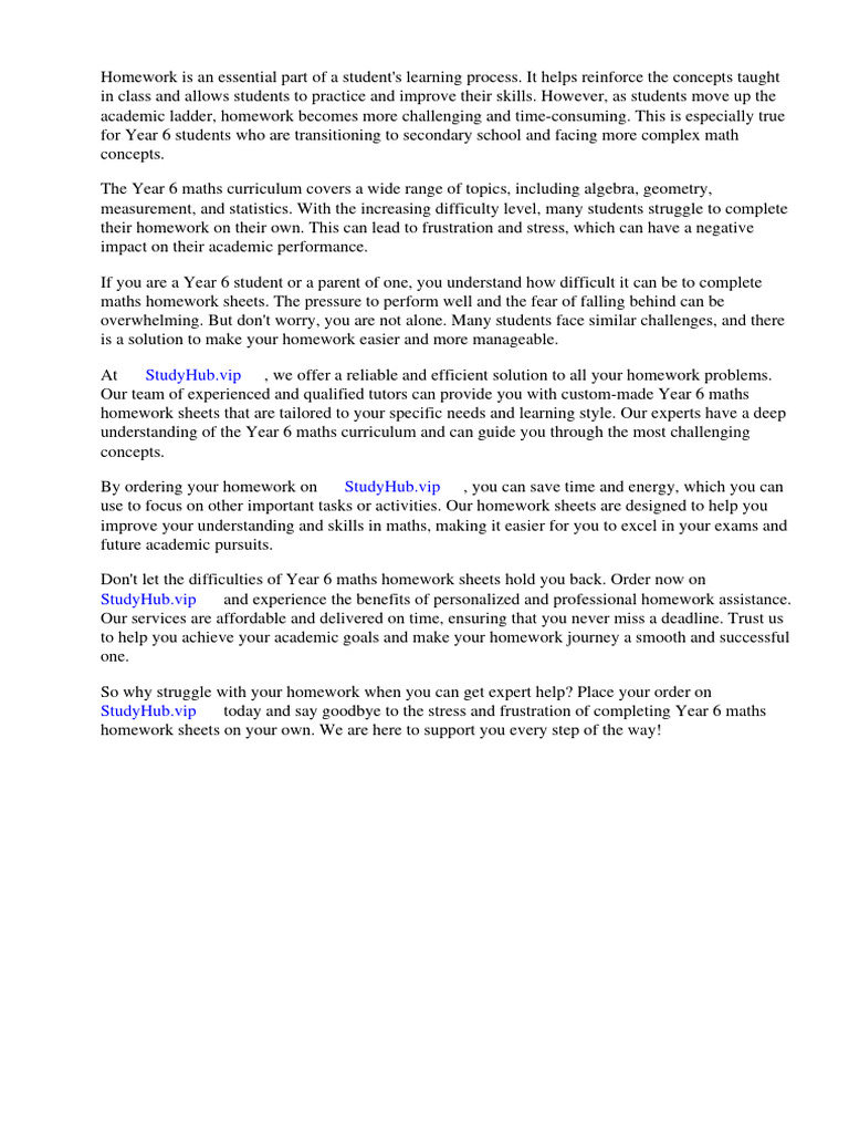 Year 6 Maths Homework Sheets | PDF | Mathematics | Worksheet