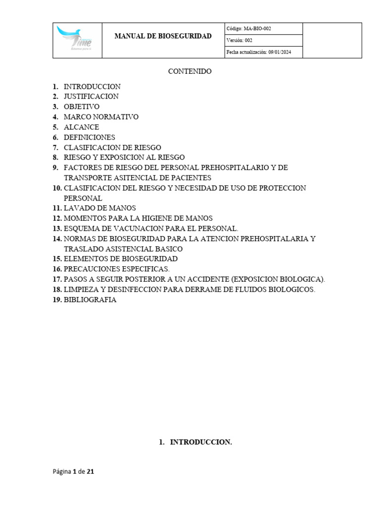 Manual de Bioseguridad 1 | Descargar gratis PDF | Patógeno | Infección