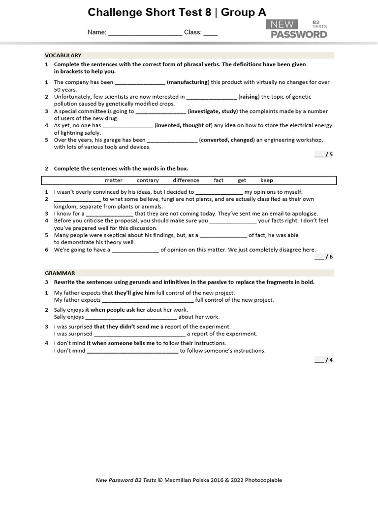 New Password B2 CST 8A | Download Free PDF | Syntax | Grammar
