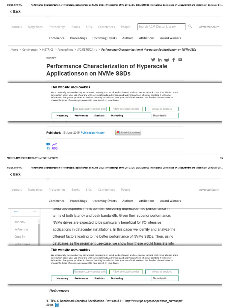 Performance Characterization of Hyperscale Applicationson On Nvme Ssds | PDF | Association For ...