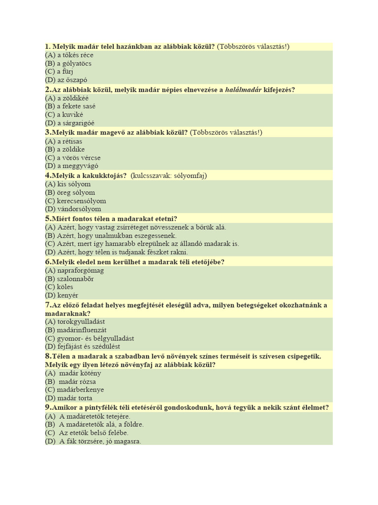 Tudásbajnokság 3 gyakorló | PDF