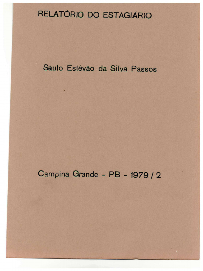 Saulo Estevão Da Silva Passos Relatório De Estágio Eng Mecânica Cct