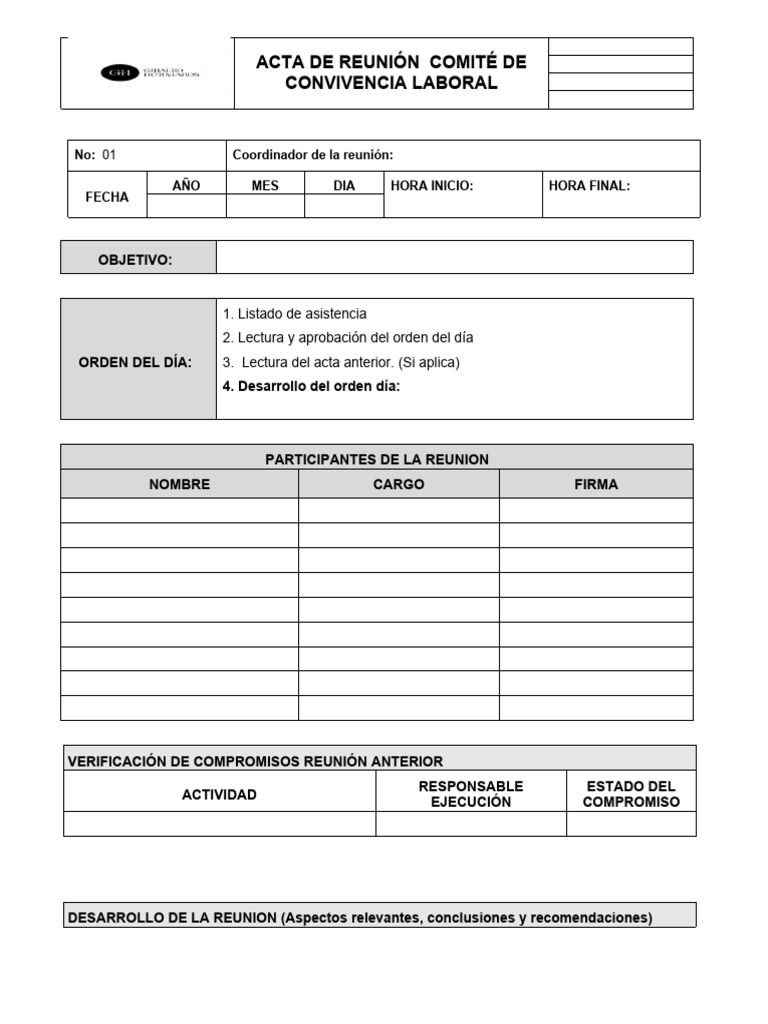 Acta de Comite de Convivencia Laboral 53 | PDF