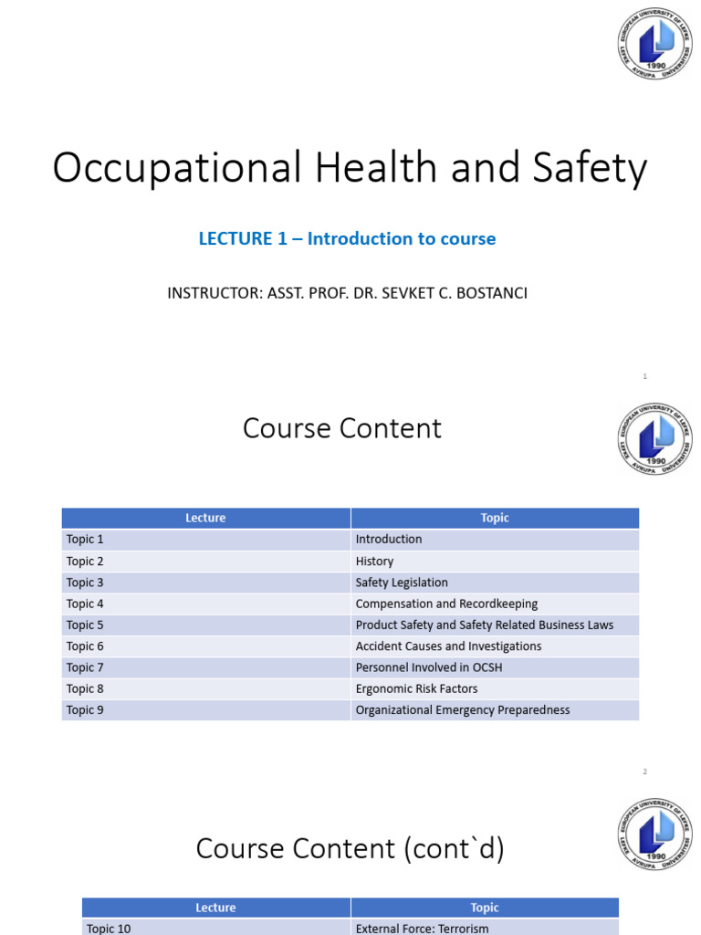 Week 1 Lecture 1 Introduction Pdf Occupational Safety And