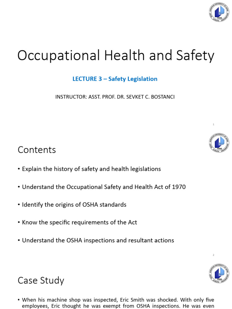 Week 2 - Lecture 3 - Safety Legislation | PDF | Occupational Safety And Health | Occupational ...