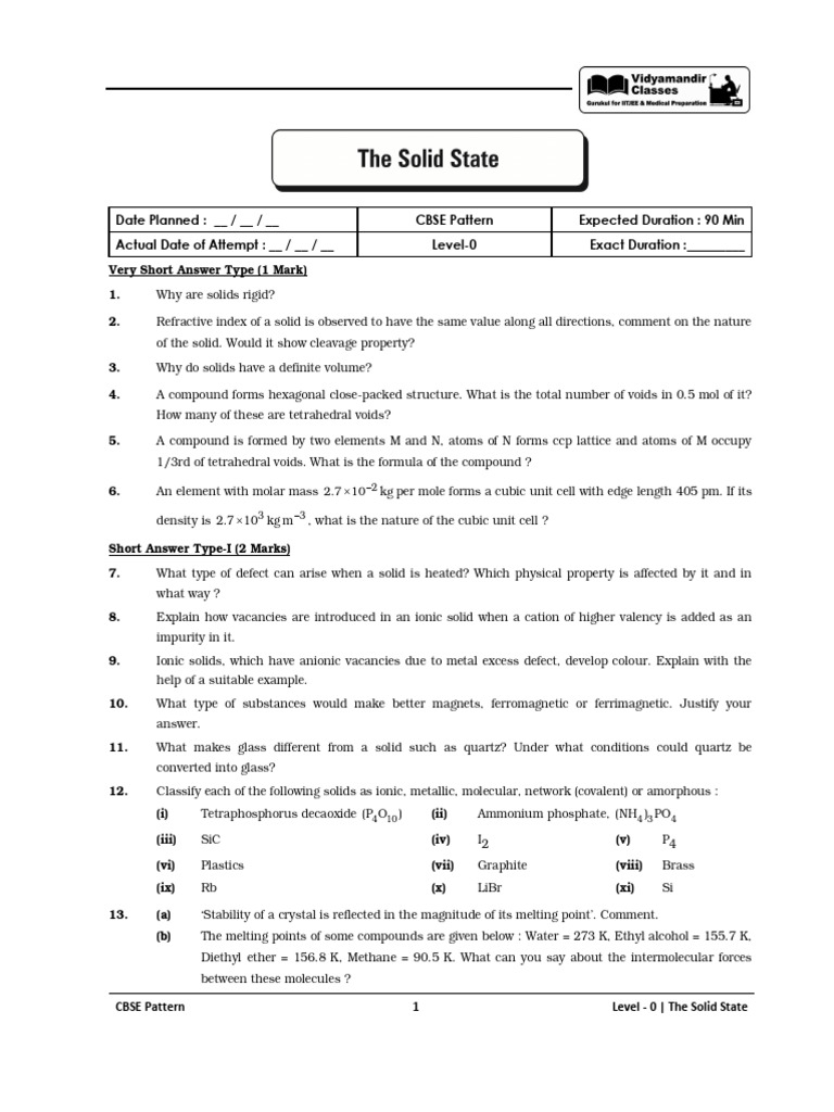 CBSE Solid State Study Guide | PDF | Crystal Structure | Semiconductors