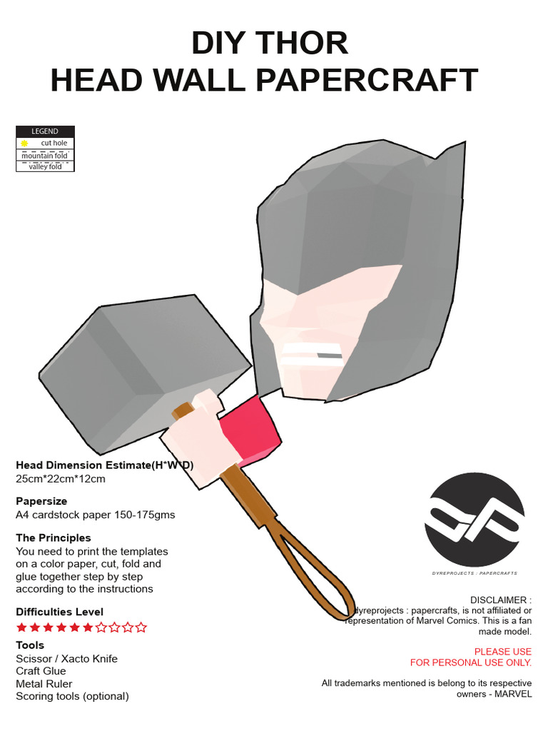 DIY Thor Wall Head Papercraft Guide | PDF | Crafts
