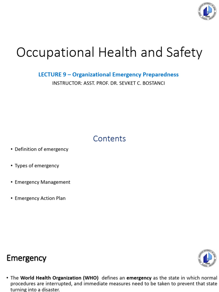 Week 8 - Lecture 9 - Organizational Emergency Preparedness | PDF | Emergency Management | Emergency