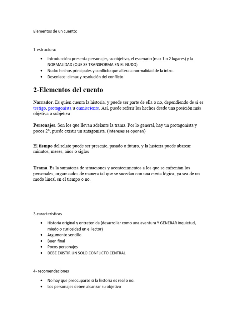 Elementos de Un Cuento | PDF | Cuentos | Narración