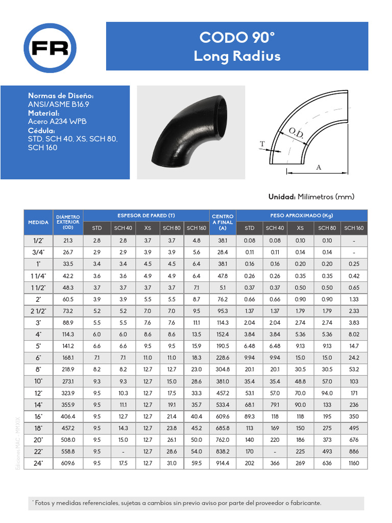 Codo 90°: Especificaciones Técnicas | PDF