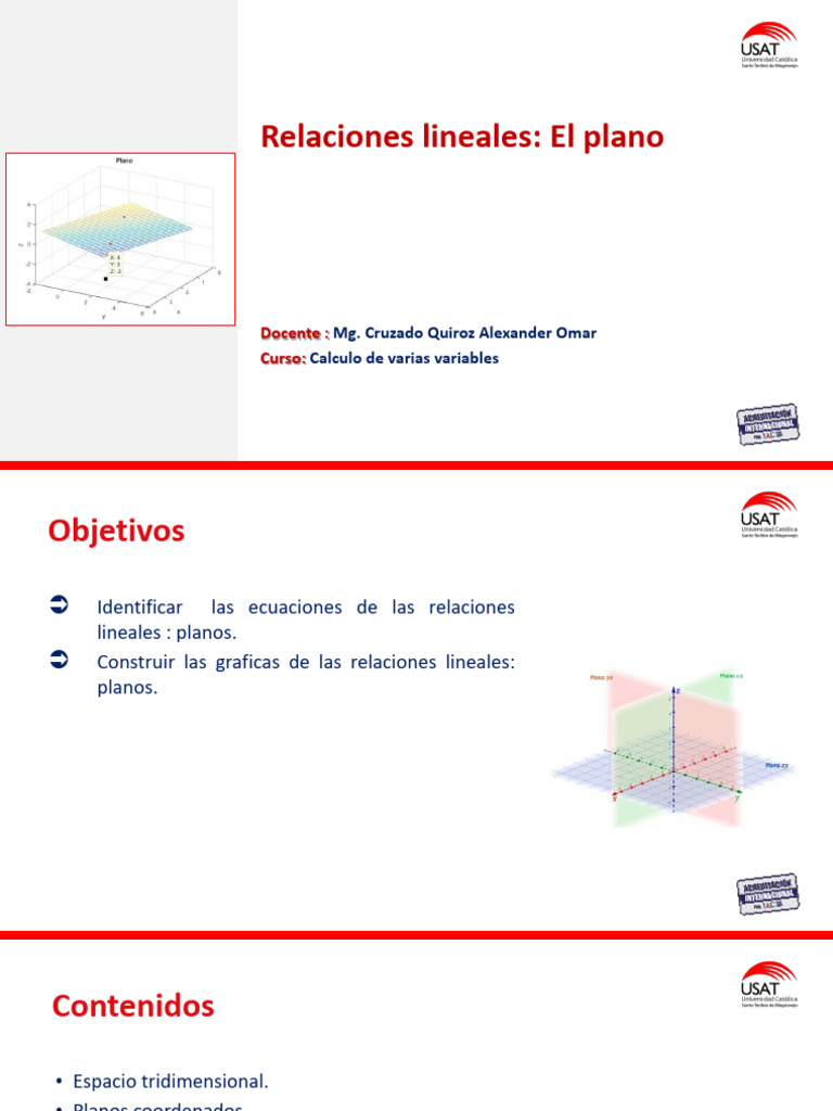 Sesión 01 - Espacio Tridimensional - Planos | PDF | Sistema de ...