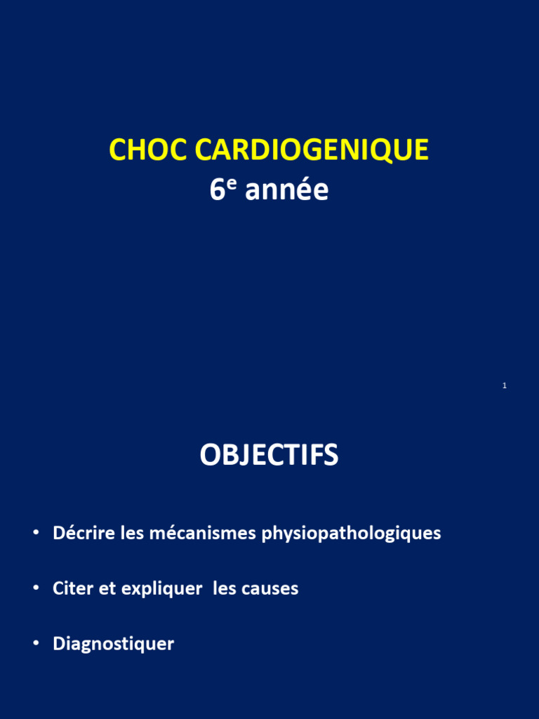 Choc Cardiogénique : Causes et Diagnostics | PDF | Cœur | Spécialités ...