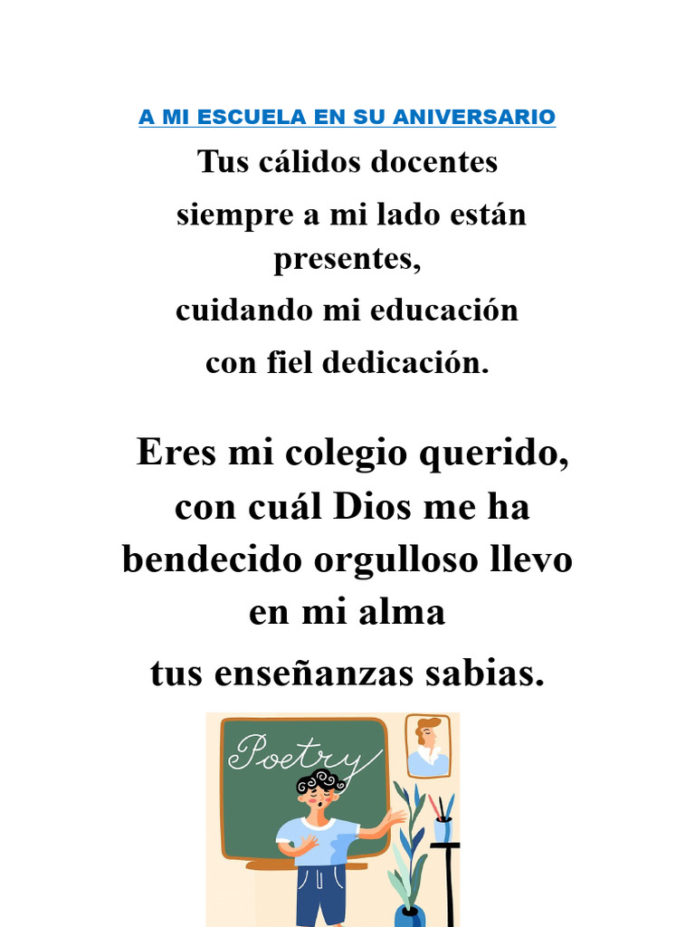 A MI ESCUELA EN SU ANIVERSARIO | PDF