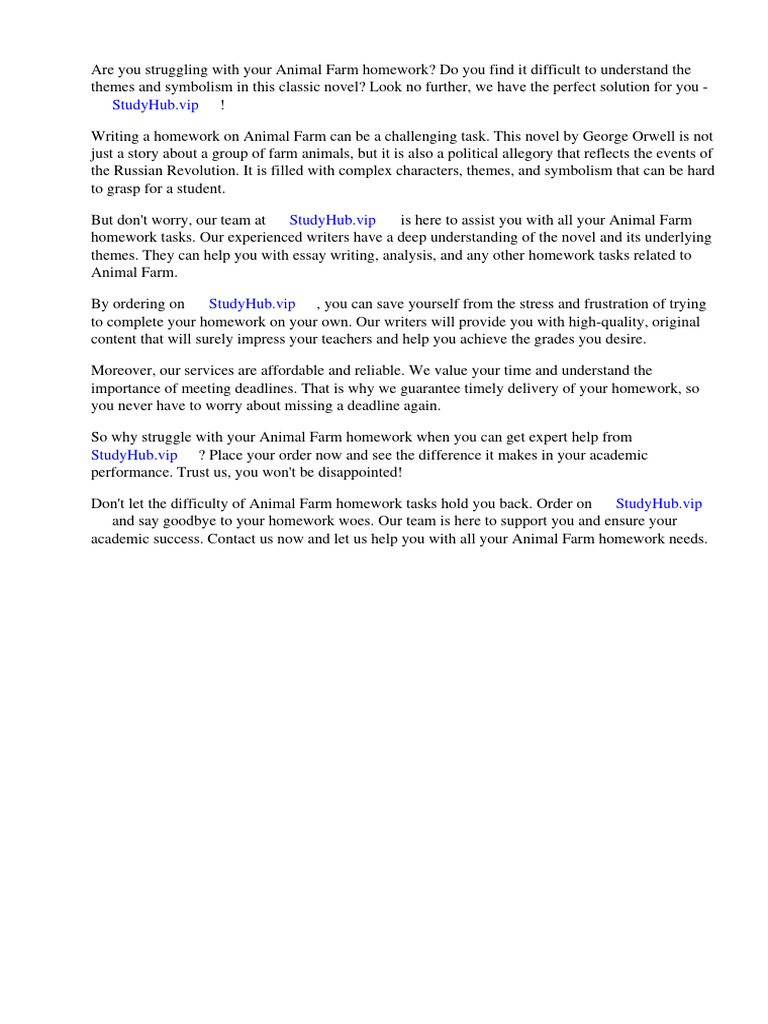 Animal Farm Homework Tasks | PDF | Safari (Web Browser) | Homework