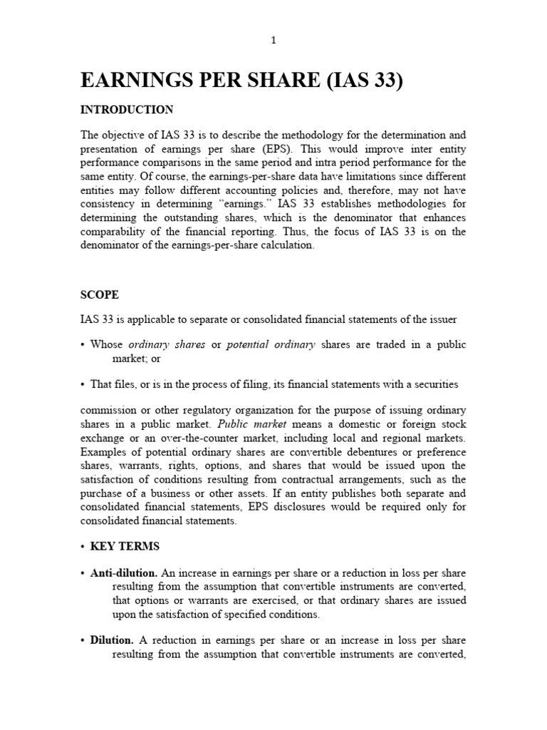 Eps Ias 33 | PDF | Earnings Per Share | Stocks