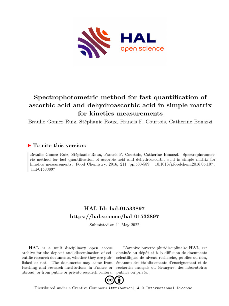Spectrophotometric Method For Fast Quantification of Ascorbic Acid and ... Spectrophotometric Method For Fast Quantification of Ascorbic Acid and ...